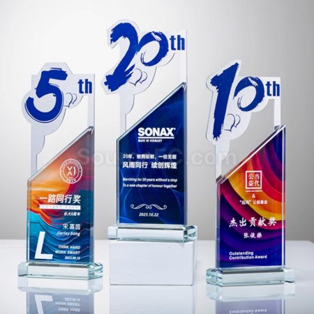 Digital Crystal Metal Trophy - Corporate Gifts Singapore - Source EC